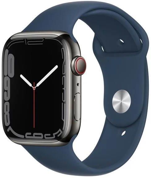 Apple Watch Series 7 Gps + Cellular 45Mm Graphite Stainless Steel Case With Abyss Blue Sport ...
