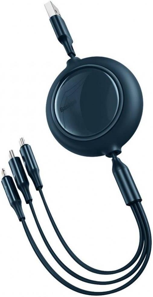Kabel Usb 3W1 Baseus Bright Mirror, Micro / Lightning Usb-C, Płaski, 3.5A, 1.2M (Niebieski ...