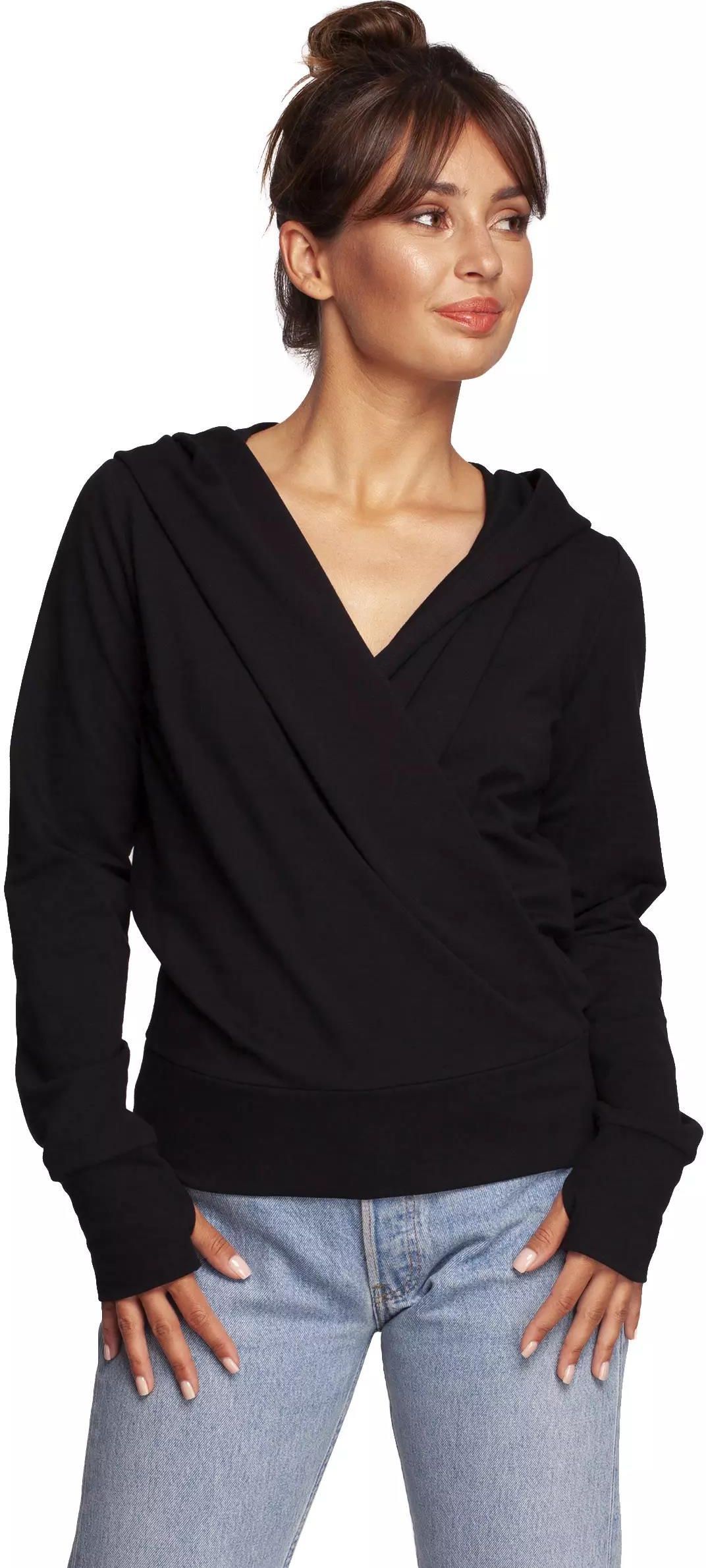 Bawełniana bluza z kopertowym dekoltem (Czarny, XXL) - Ceny i opinie ...