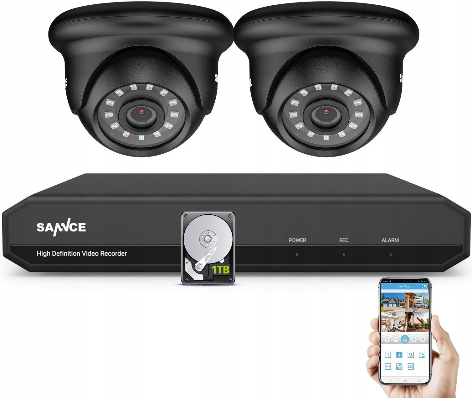 Zestaw do monitoringu Sannce 4Ch System Kamer Monitoringu 1080P-1Tb ...