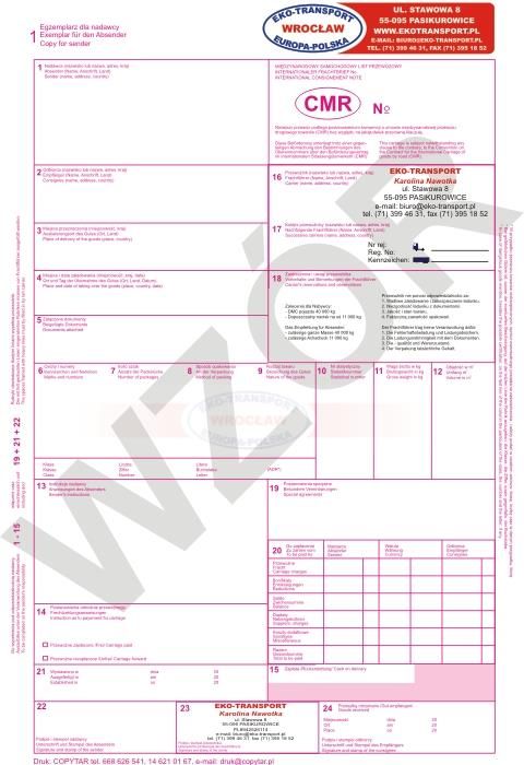 Cmr List Przewozowy + Zadruk Logo I Danymi - Ceny i opinie - Ceneo.pl