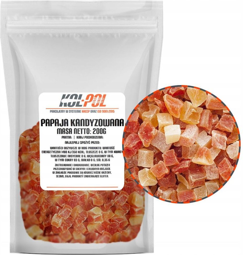 Kol Pol Papaja Kandyzowana Kostka 200g Suszona W Kostkach - Ceny i opinie - Ceneo.pl