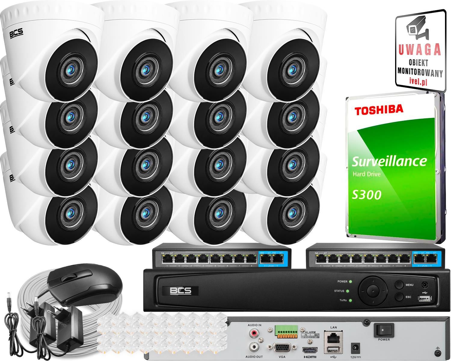 Zestaw do monitoringu Bcs View Zestaw Monitoringu 16X Kamera Bcs-V ...