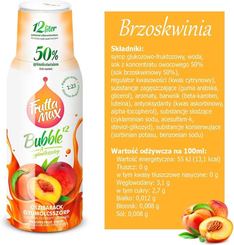 Fruttamax Syrop Do Saturatora Brzoskwinia 500 ml Na 12 Litrów - Ceny i ...