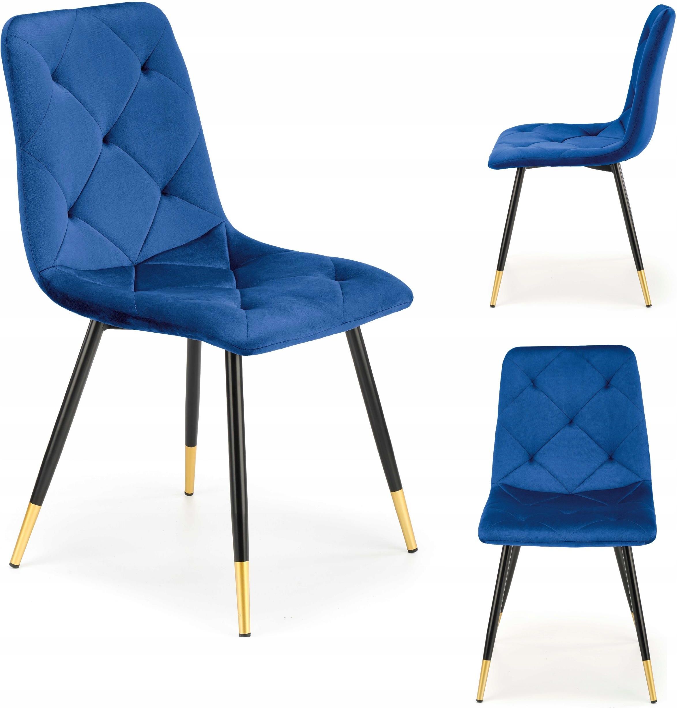 Halmar Krzesło Welurowe Glamour Granatowe Złote K438 12773386058 ...