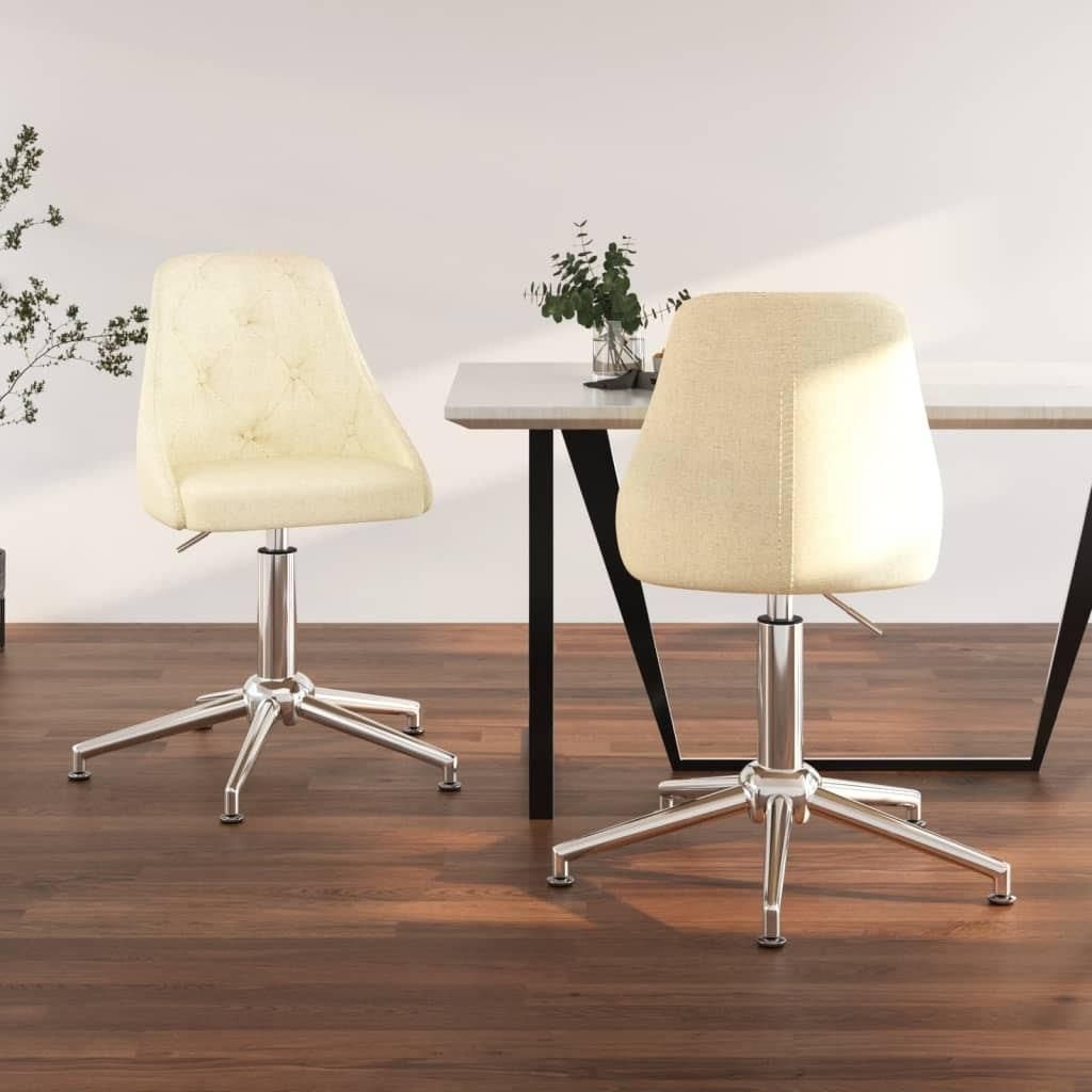 Vidaxl Obrotowe Krzesła Stołowe 2 Szt. Kremowe Obite Tkaniną 502241 ...