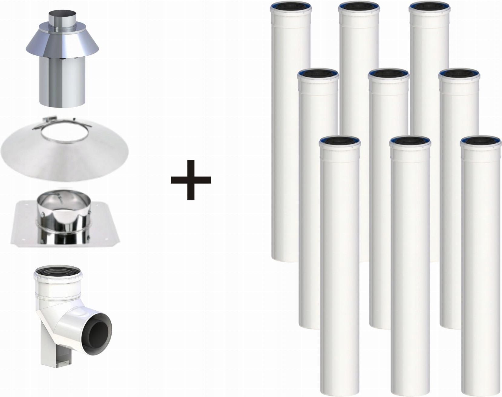 System kominkowy Tecnovis Gmbh Komin Koncentryczny Pp Sps Ø 60/100 8 Rur Teclaspppakietpp0601008 ...