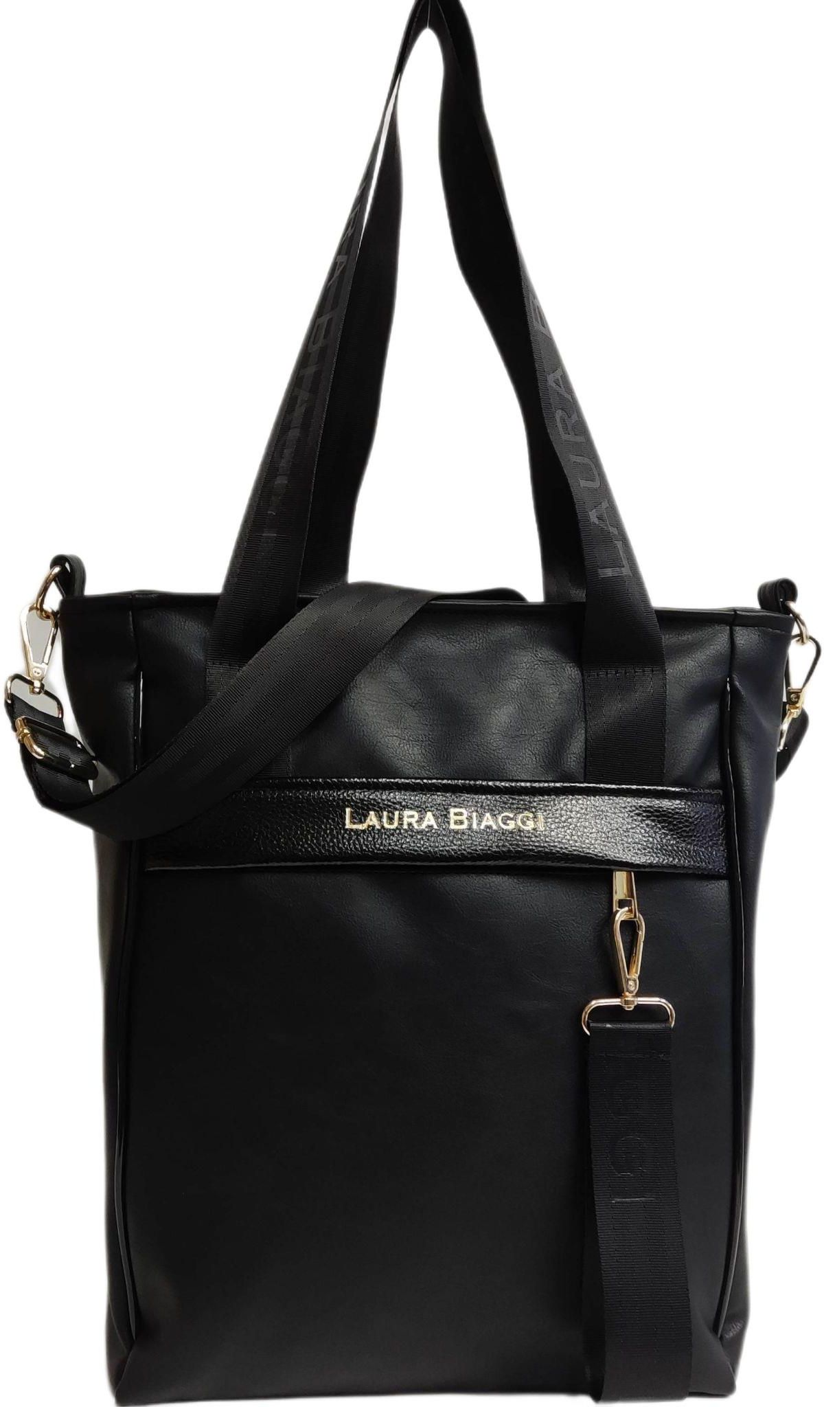 Torebka shopper Laura Biaggi listonoszka czarna pikowana A4 - Ceny i opinie - Ceneo.pl