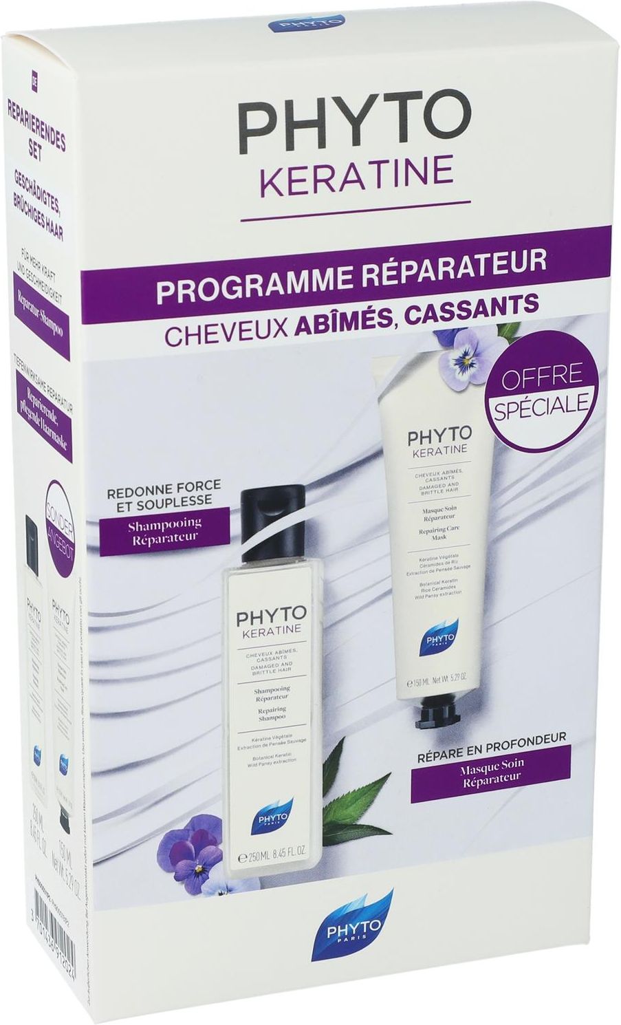 Phyto Phytokeratine Zestaw: Odbudowujący Szampon Do Włosów 250ml + Odbudowująca Maska 150 ...