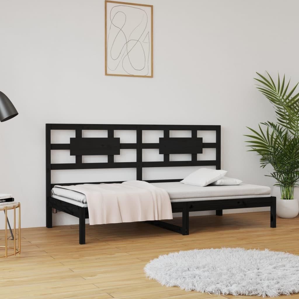 Vidaxl Łóżko Dzienne Czarne 80X200 Cm Lite Drewno Sosnowe 3107944 ...