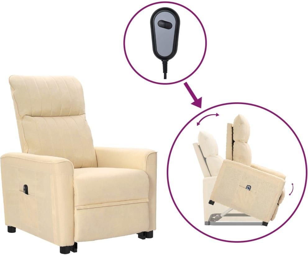 Vidaxl Podnoszony Fotel Rozkładany Kremowy Tkanina 3098180 - Opinie i ...