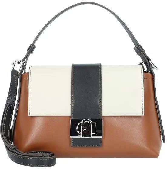 Furla Charlie S Handbag Leather 26 cm perla e+cognac h+nero - Ceny i ...