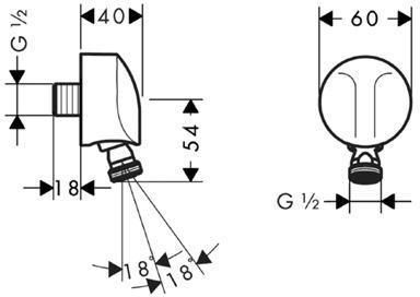 Hansgrohe FIXFIT E Przyłącze węża z przegubem kulowym DN15 i zaworem ...