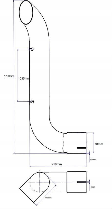 Motogeneric Tłumik Rura Wydechu Pionowa Al164277 John Deere B2070 ...
