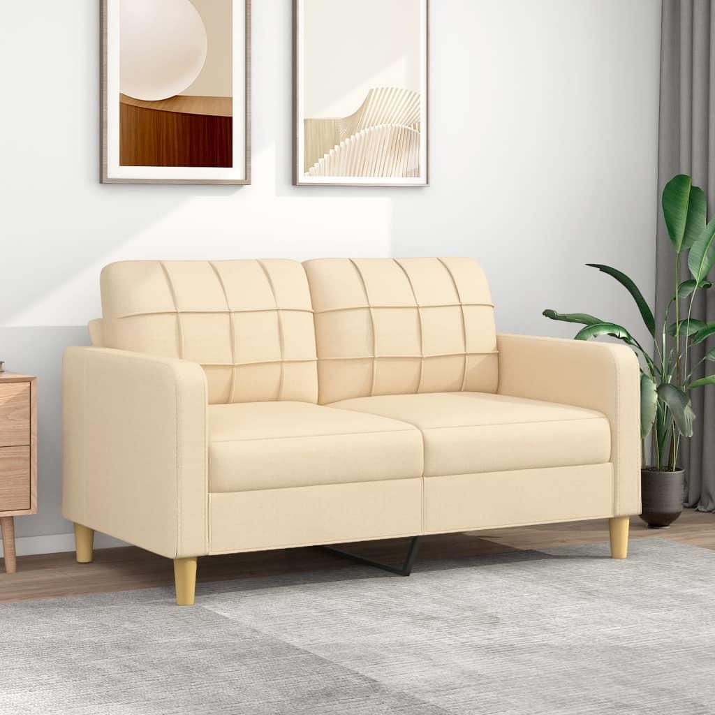Vidaxl Sofa 2 Osobowa Kremowa 140 Cm Tapicerowana Tkaniną 348615 ...