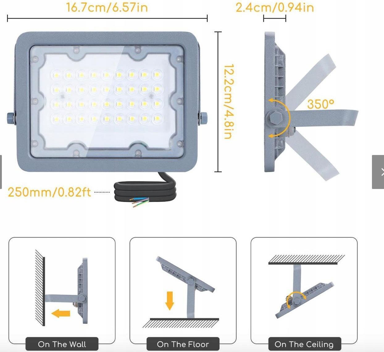Naświetlacz Led Halogen 30W Ip65 4000K Szary 90° - Ceny i opinie - Ceneo.pl