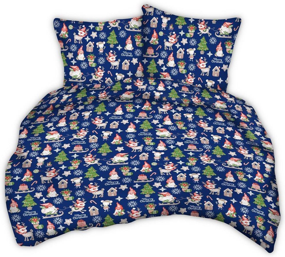 Fan Pościel Bawełniana Świąteczna 160X200 Granatowa W Świąteczny Wzór ...