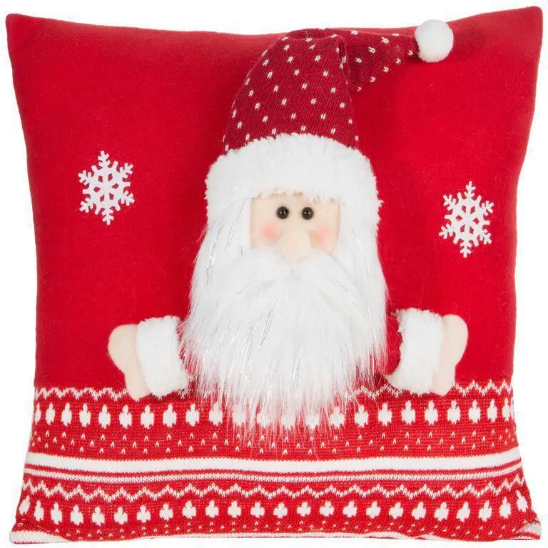 Eurofirany Poszewka Świąteczna Święty Mikołaj 3D Santa 40X40 Czerwona ...