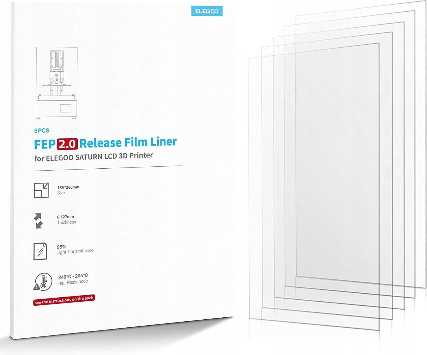 Filament ELEGOO FOLIA FEP 2.0 260 X 185 X 0,127 MM 5 SZT - Opinie i ...