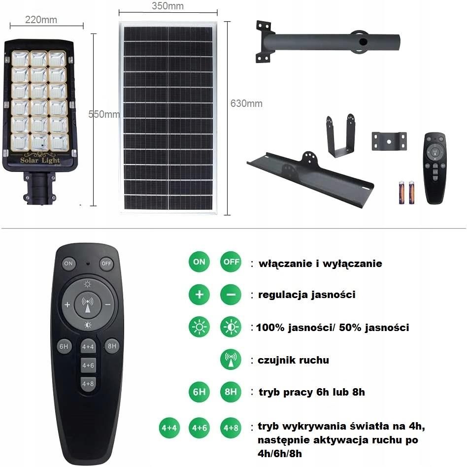Latarnia Uliczna 800W Lampa Solarna Panel Uchwyt - Ceny i opinie - Ceneo.pl