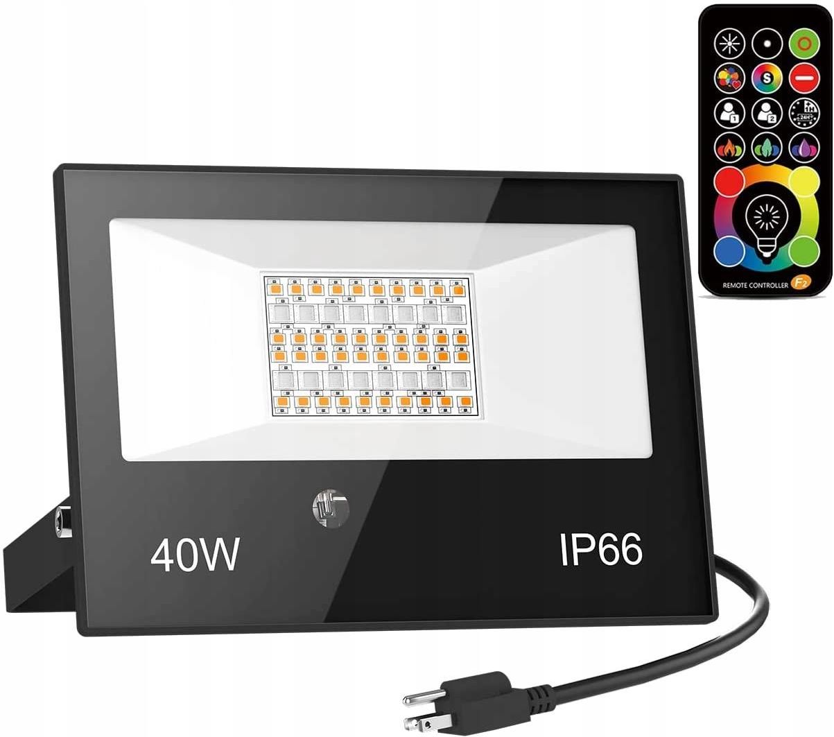 Reflektor 40W Rgb Led 4000K Z Pilotem 4000Lm Ip66 - Ceny i opinie ...