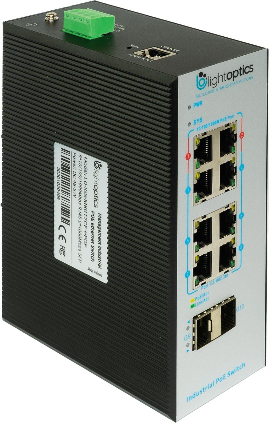 Lightoptics Zarządzalny Przełącznik Przemysłowy Hipoe Switch 8*10/100 ...