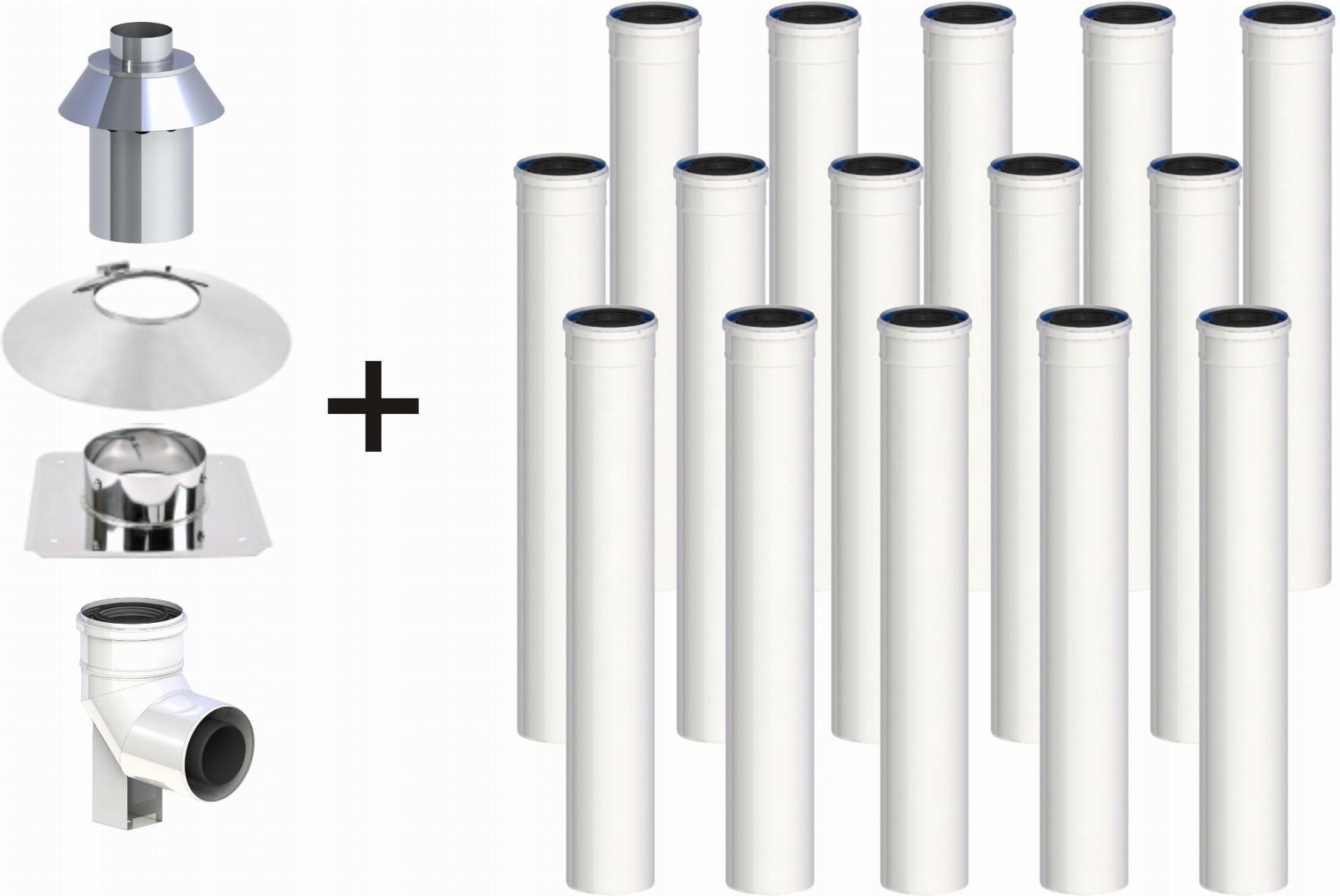 System kominkowy Tecnovis Komin Koncentryczny Do Kotłów Kondens 80/125 15M Tecpppak8012515 ...