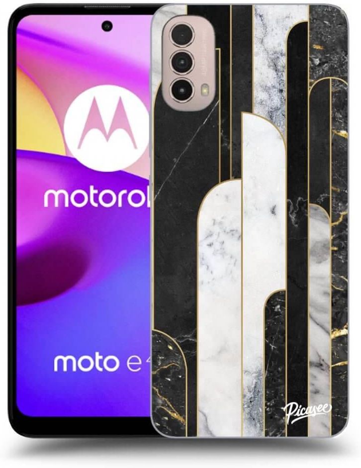 SILIKONOWE CZARNE ETUI NA MOTOROLA MOTO E40 - BLACK & WHITE TILE - Etui ...