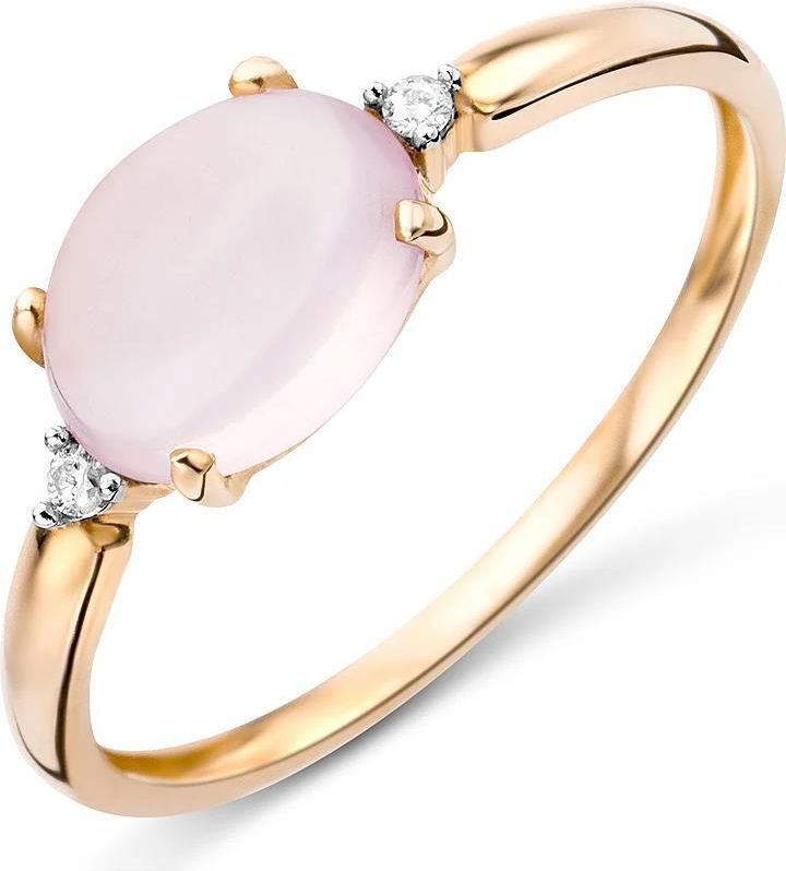 Revoni Złoty pierścionek z diamentami i różowym kwarcem - Ceny i opinie ...