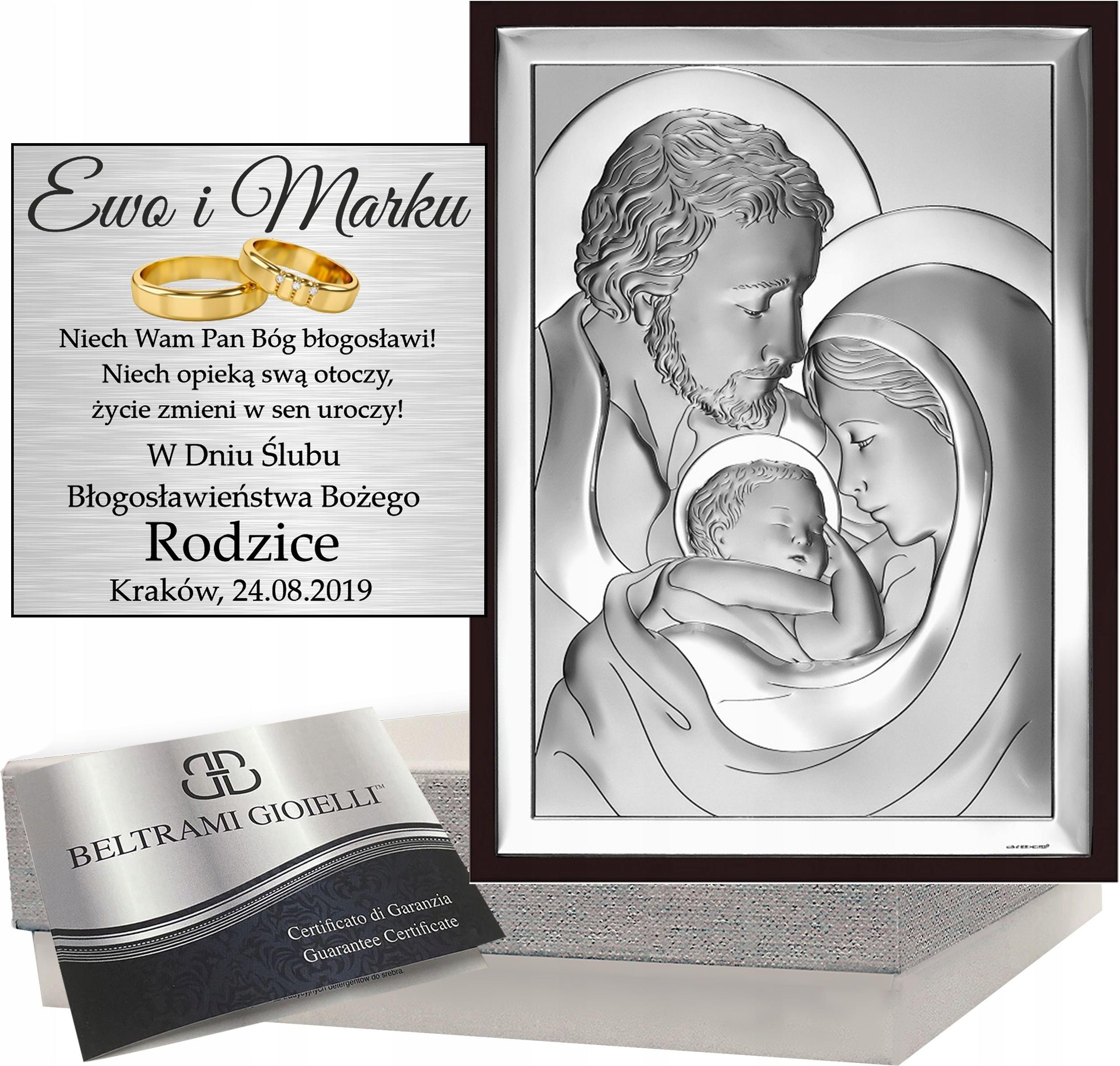Obraz Srebrny Rodzina Święta Ślub Chrzest Grawer - Ceny i opinie - Ceneo.pl
