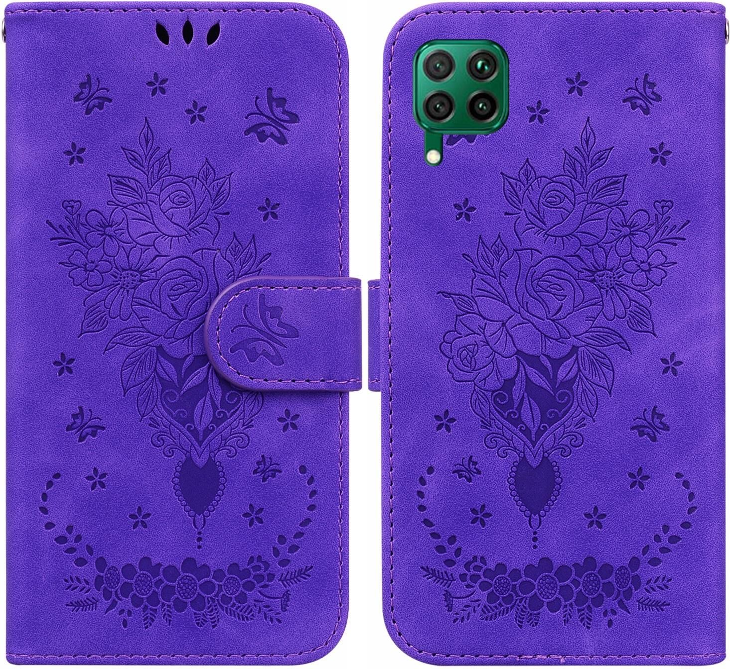 Huawei P40 Lite Wytłaczane skórzane etui,Purple - Etui na telefon, ceny ...