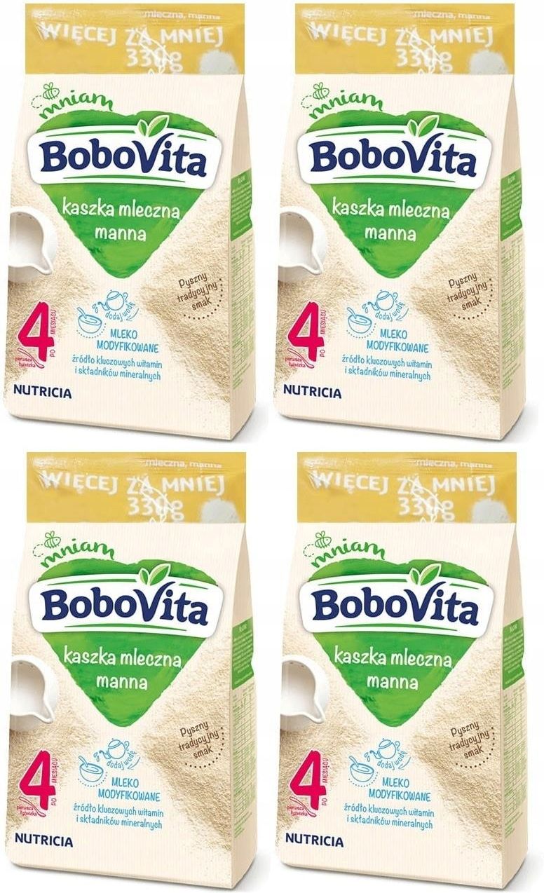 BoboVita Kaszka mleczna manna 4x330g - Ceny i opinie - Ceneo.pl