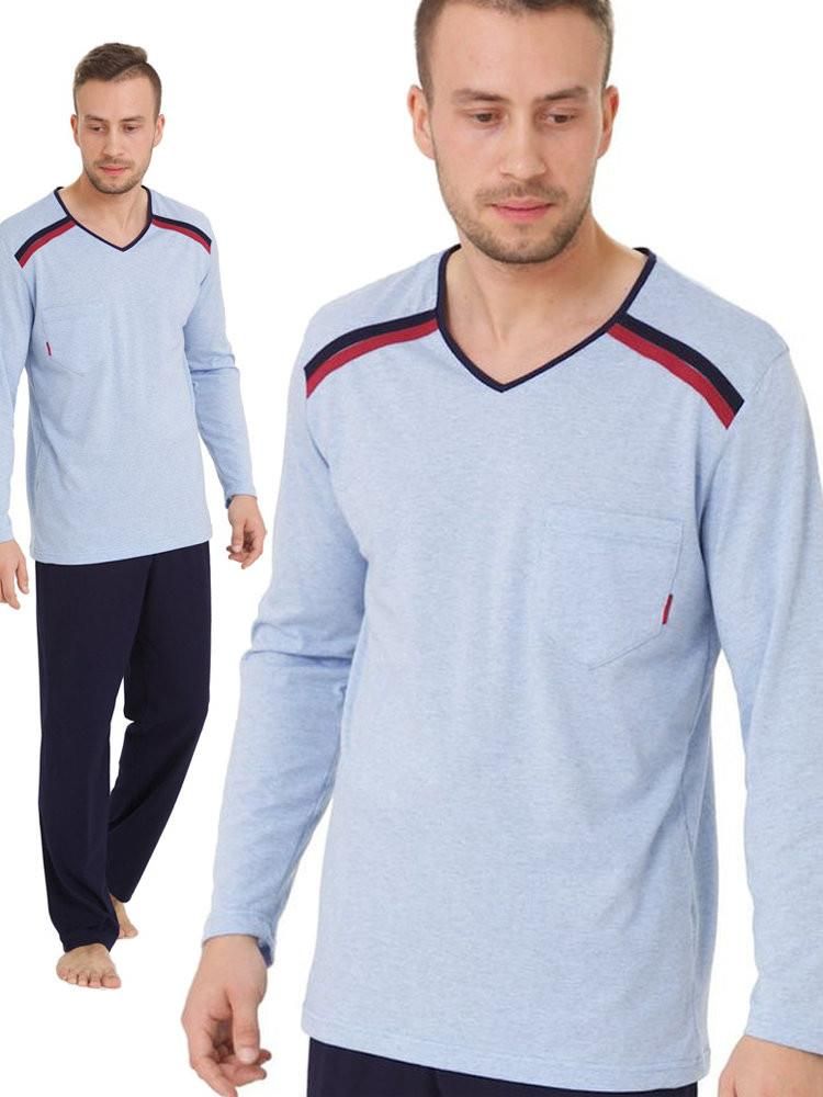 BIG OLO - klasyczna długa piżama w serek [niebieska] - Ceny i opinie ...