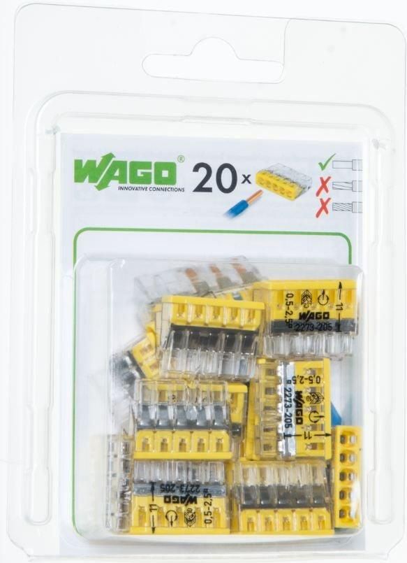 Wago Złączka Compact 5-Przewodowa Transparentna Żółta 2273-205/0996 ...