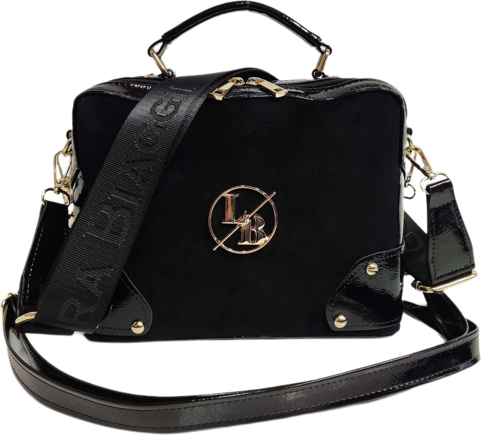 Torebka listonoszka Laura Biaggi czarna zamsz kuferek - Ceny i opinie - Ceneo.pl