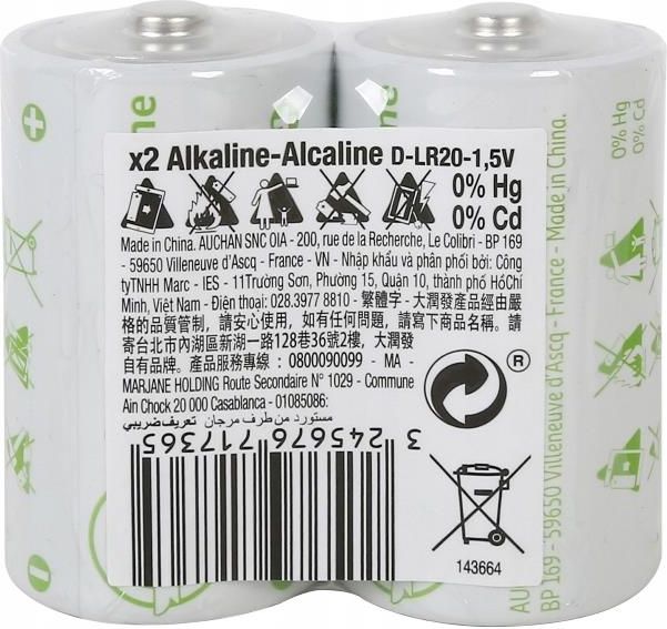 Auchan Baterie Alkaliczne D-Lr20 (2 Szt.) - Ceny i opinie na Ceneo.pl