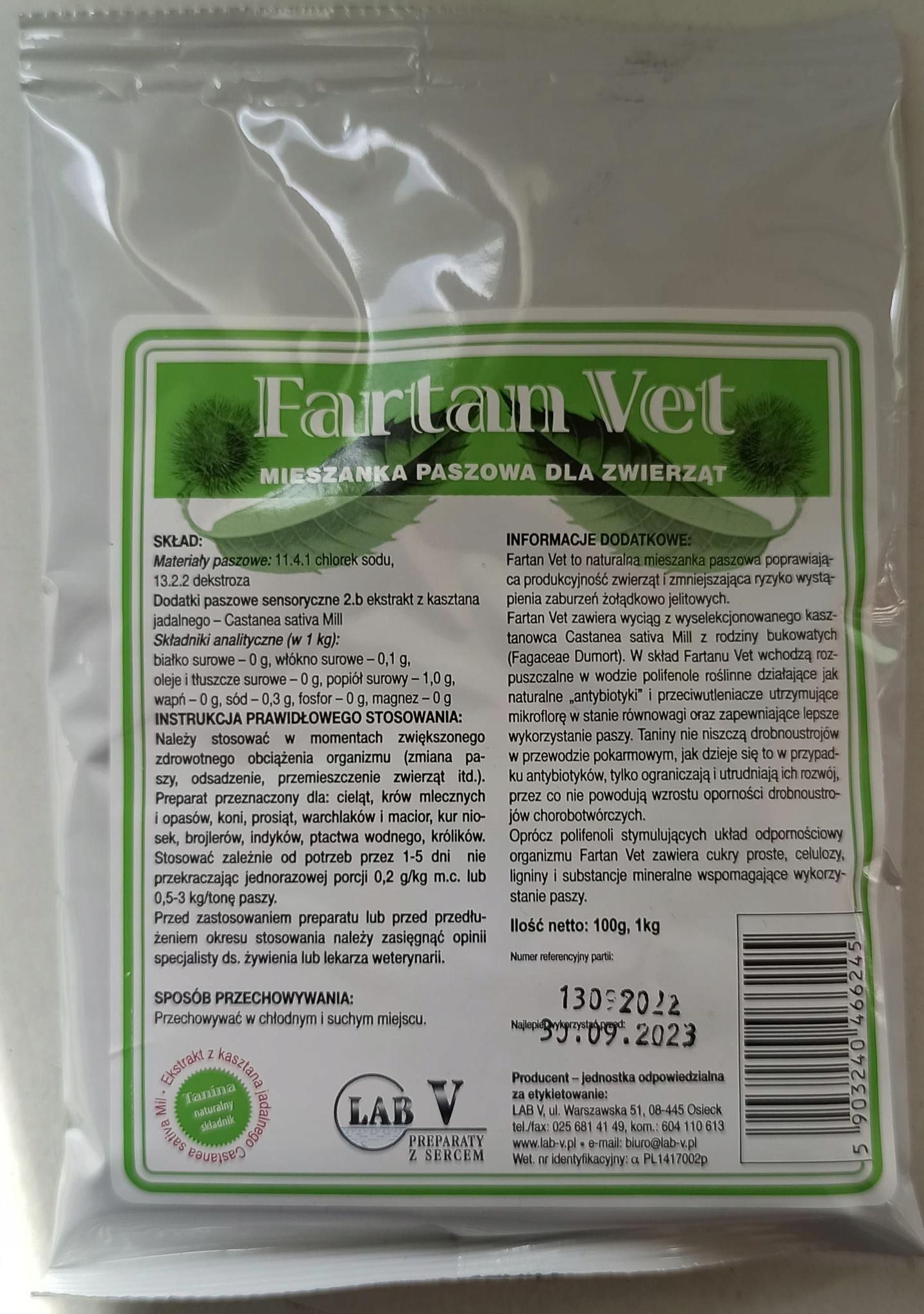 Fartan Vet 100G biegunka dla drobiu, bydła, trzody - ceny i opinie ...