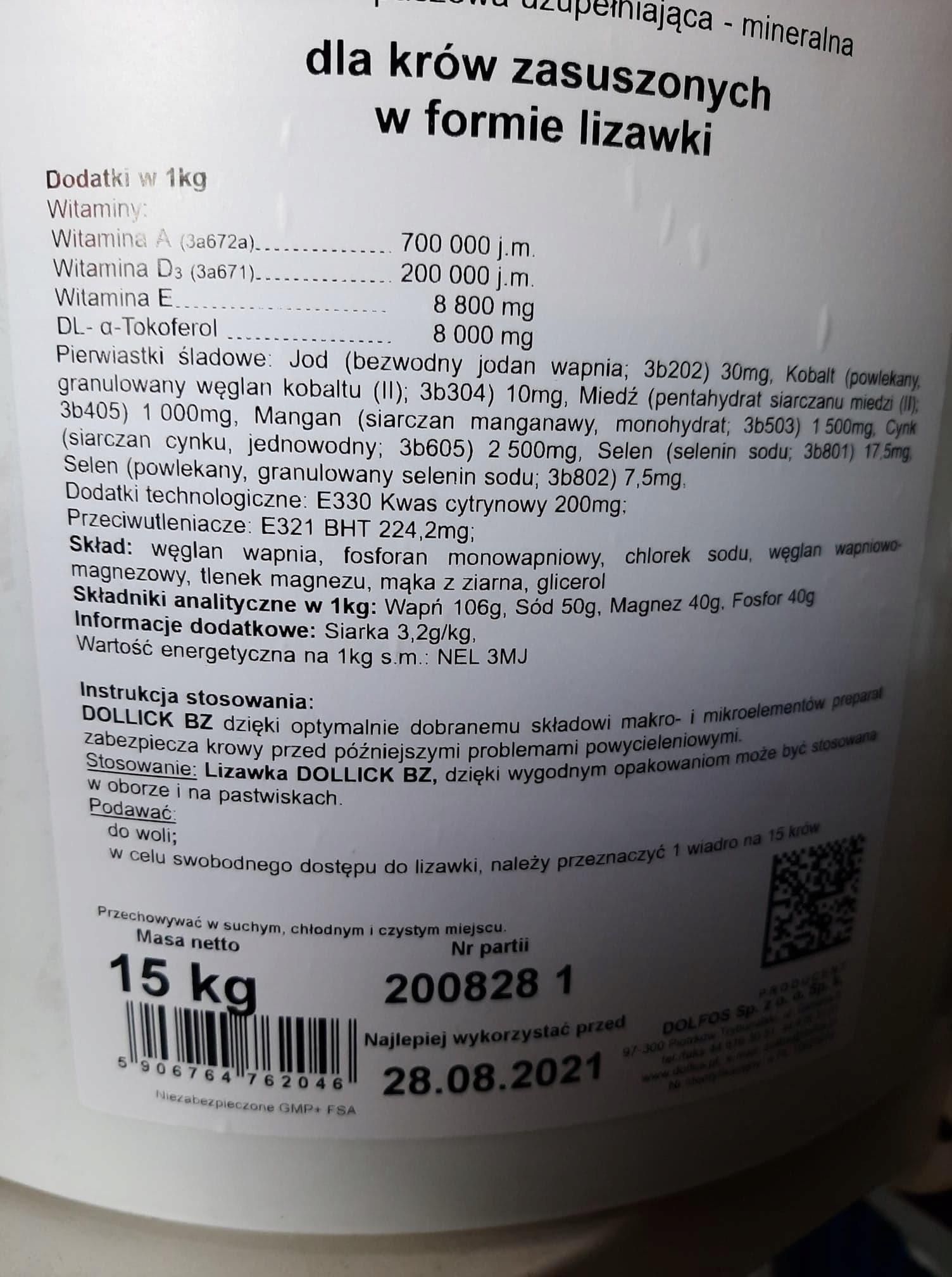 Do hodowli zwierząt Dollick Bz dla Krów Zasuszonych lizawka dolfos ...