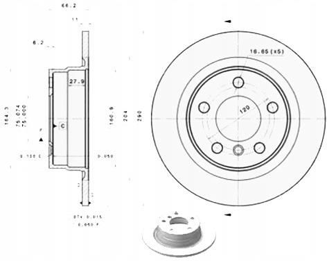 Tarcza hamulcowa Brembo Tarcze Hamulcowe 34216792225 15058V 9864790 Bre ...