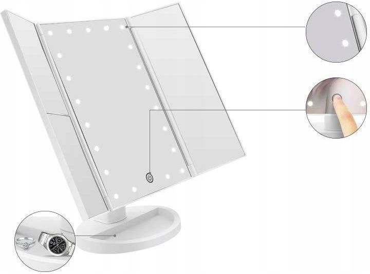 Podświetlane Składane Lusterko Do Makijażu Led - Opinie i ceny na Ceneo.pl