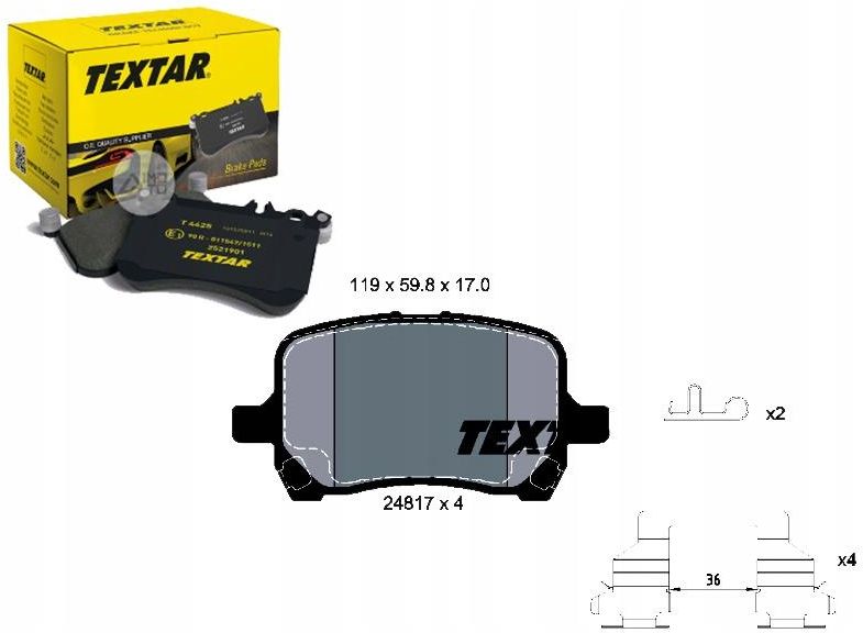 Klocki hamulcowe Textar Komplet Klocków Hamulcowych 25809846 Act116 ...