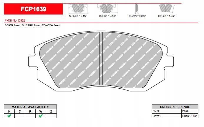 Klocki hamulcowe Ferodo Klocki Hamulcowe Ds1.11 Fcp1639W - Opinie i ...