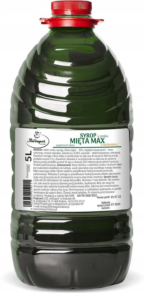 Herbapol Syrop Mięta Z Witaminą C 5L - Ceny i opinie - Ceneo.pl