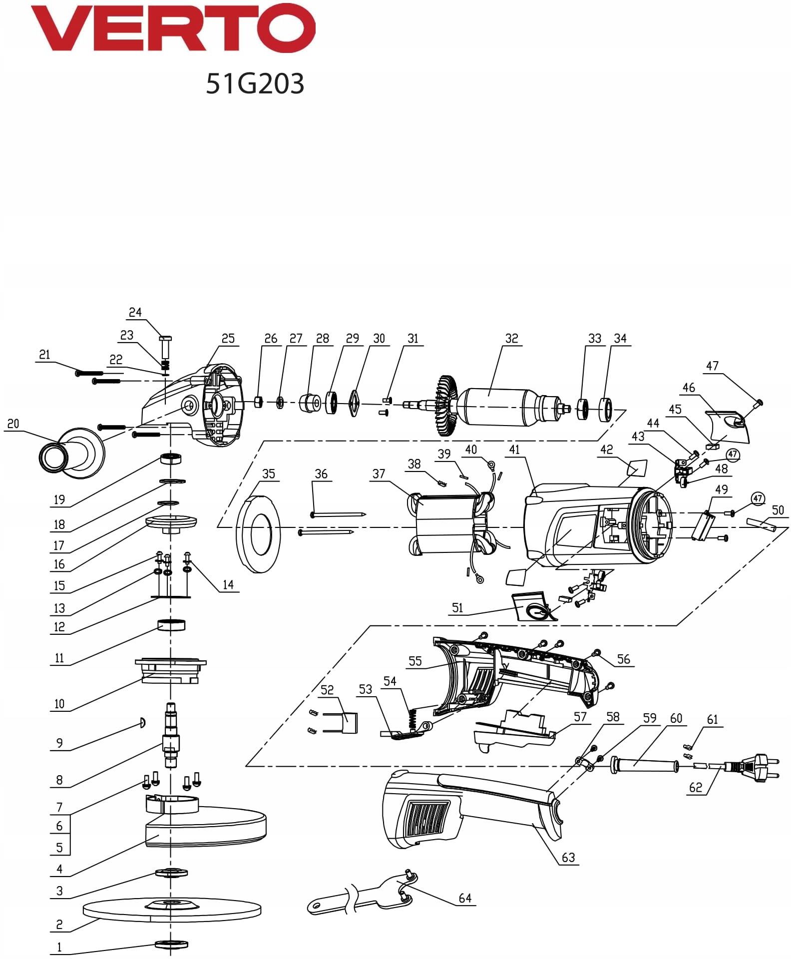 Verto Obudowa Główna Szlifierka Kątowa 51G203 - Opinie i ceny na Ceneo.pl