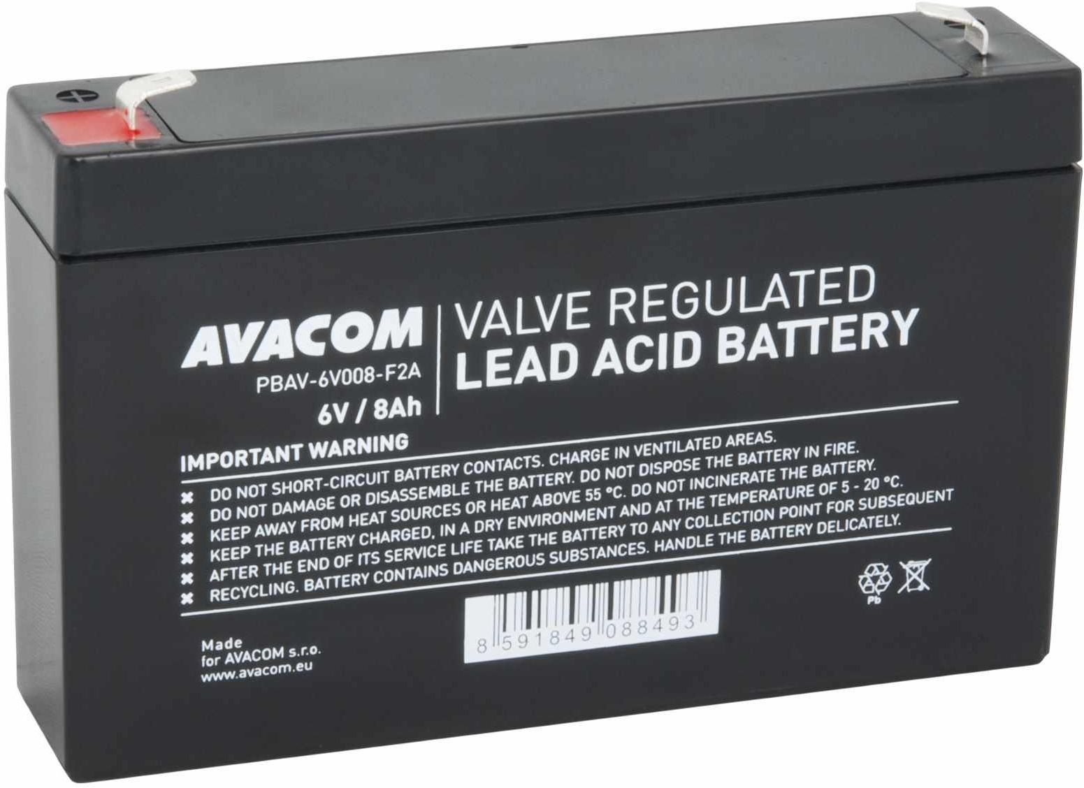 Zasilacz UPS Avacom Baterie 6V 8Ah F2 (Pbav-6V008-F2A) (PBAV6V008F2A ...