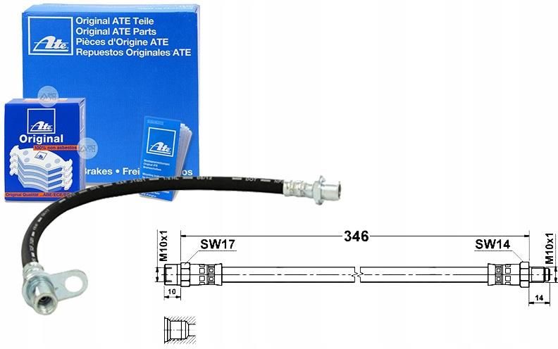 Ate Przewód Hamulcowy Elastyczny Mercedes 123 C123 1 24.5101-0346.3 ...