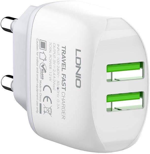 Ładowarka do telefonu Ładowarka sieciowa LDNIO A2219, 2x USB, 2.4A Biała - Opinie i ceny na Ceneo.pl