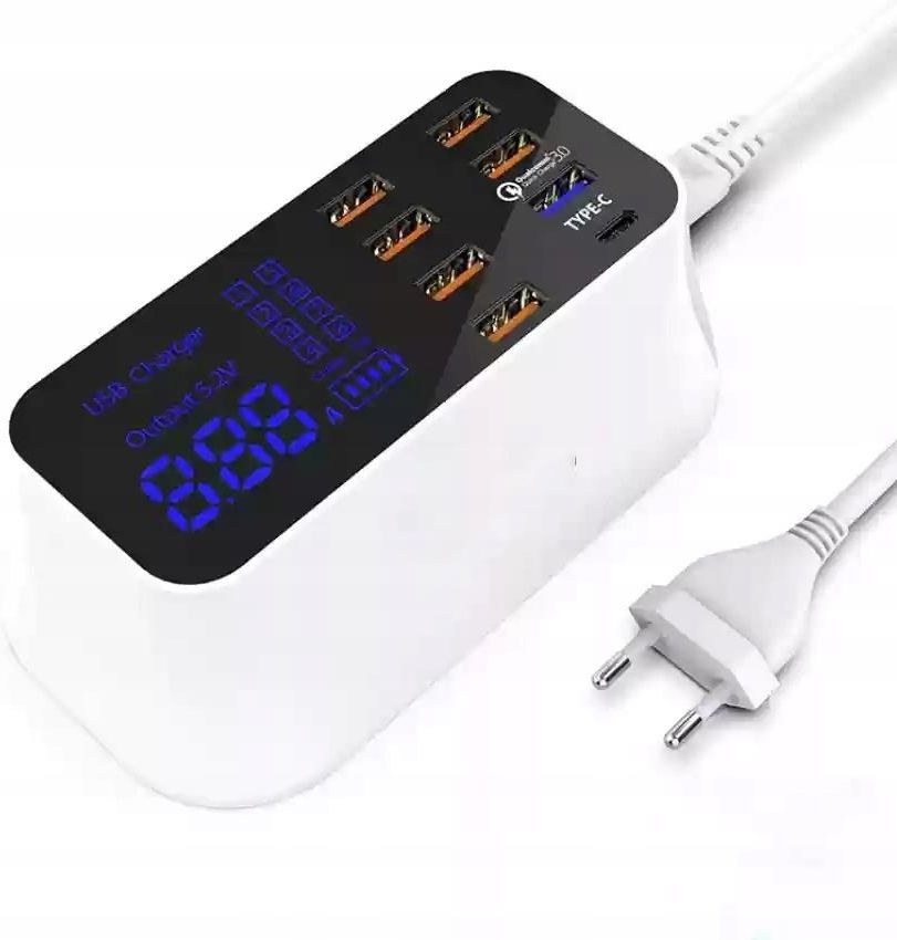 Ładowarka do telefonu Ładowarka Zasilacz 8X Usb Typ-c QC3.0 LCD Led 40W - Opinie i ceny na Ceneo.pl