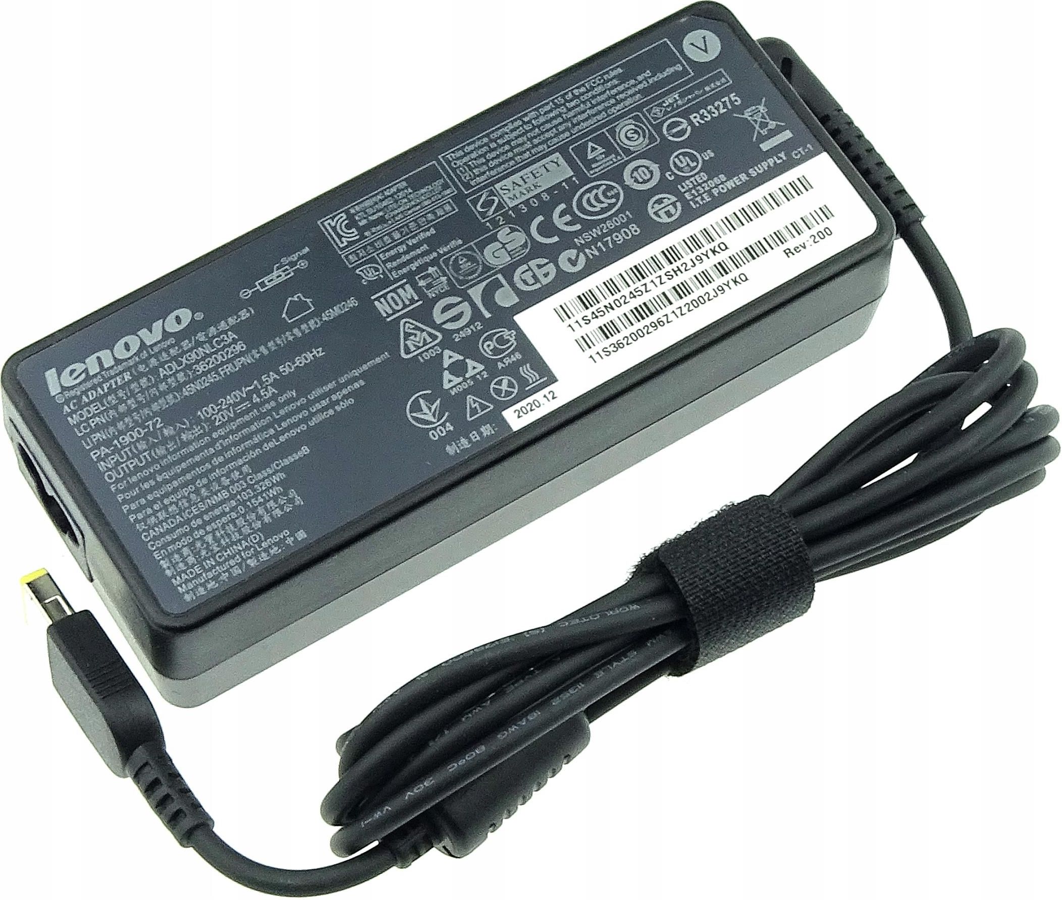 Zasilacz do laptopa LENOVO ZASILACZ ŁADOWARKA 90W 20V 4.5A PA-1900-72 ...