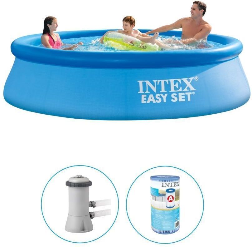 Basen Intex Zestaw Basenowy 366x76cm Pvc Poliester Niebeski - Ceny i ...